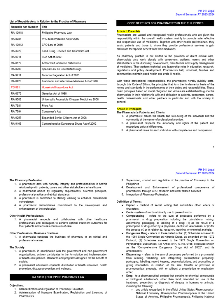 PH 34 - Legal Handout 1 RA-10918 | PDF