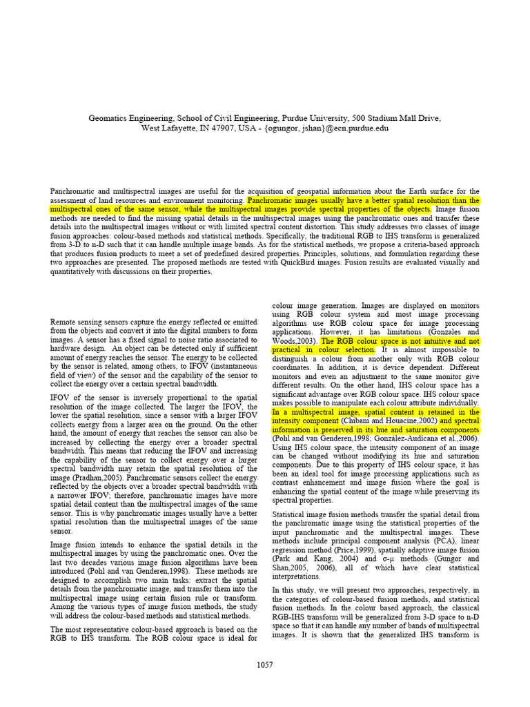 GUNGOR Colour Based and Criteria Based Methods For Image Fusion | PDF
