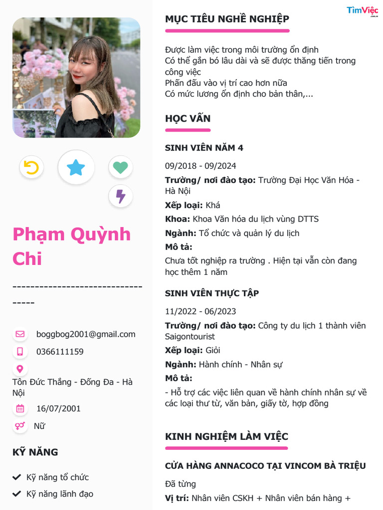 CV - Quỳnh Chy | PDF
