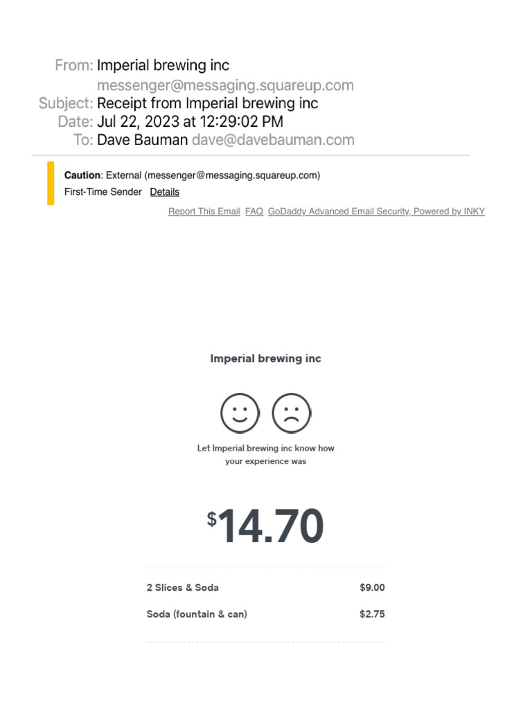 Receipt From Imperial Brewing Inc | PDF