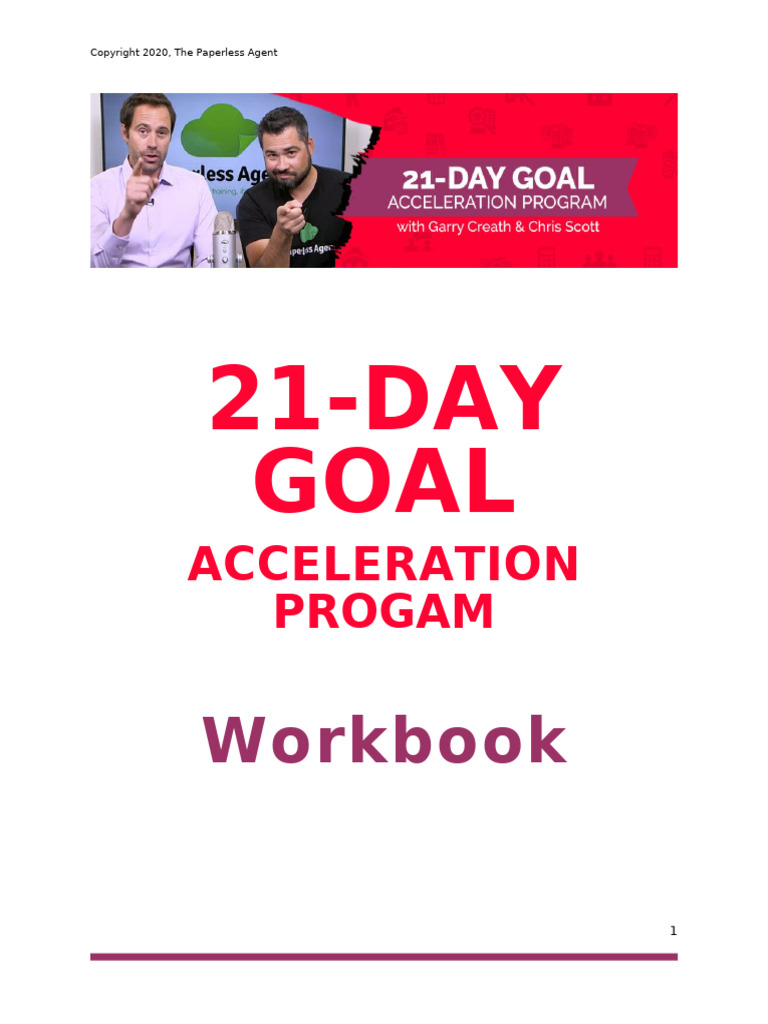 21-Day Goal Acceleration Program Workbook Ms 2021 | PDF