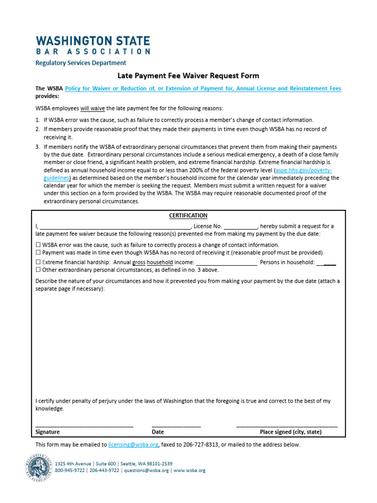 Late Fee Waiver Request Form | PDF