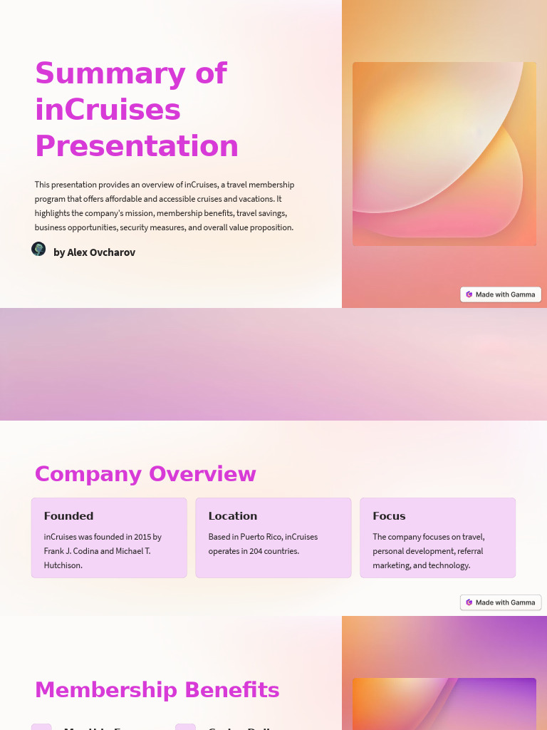 Summary of InCruises Presentation | PDF