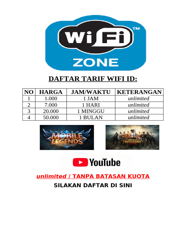 Daftar Tarif Wifi Id | PDF