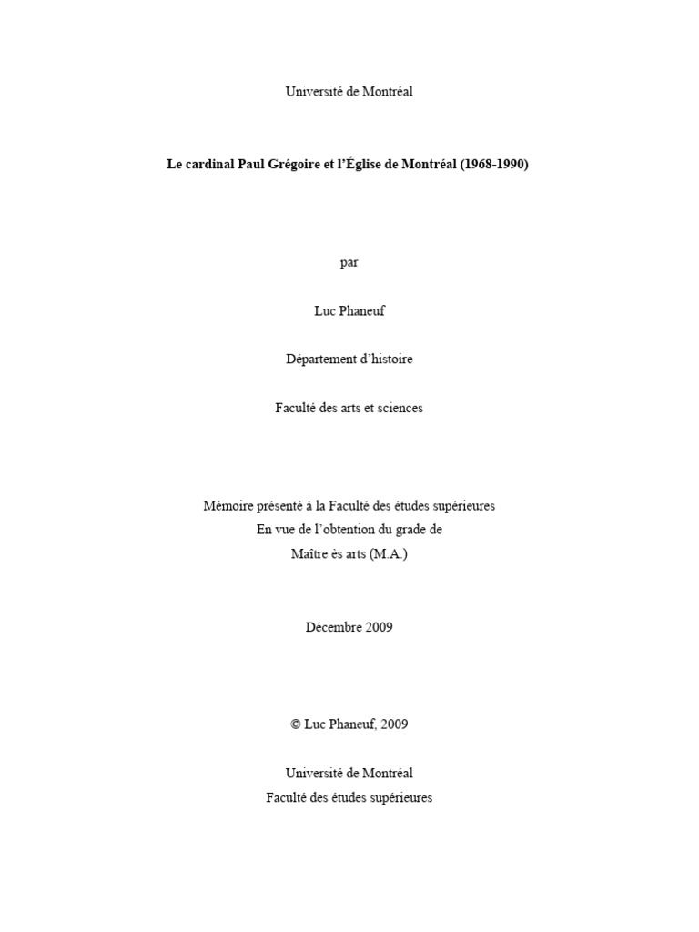 Phaneuf Luc 2010 Memoire | PDF