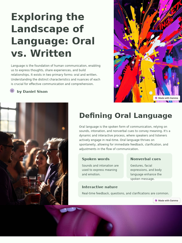 Exploring The Landscape of Language Oral Vs Written | PDF