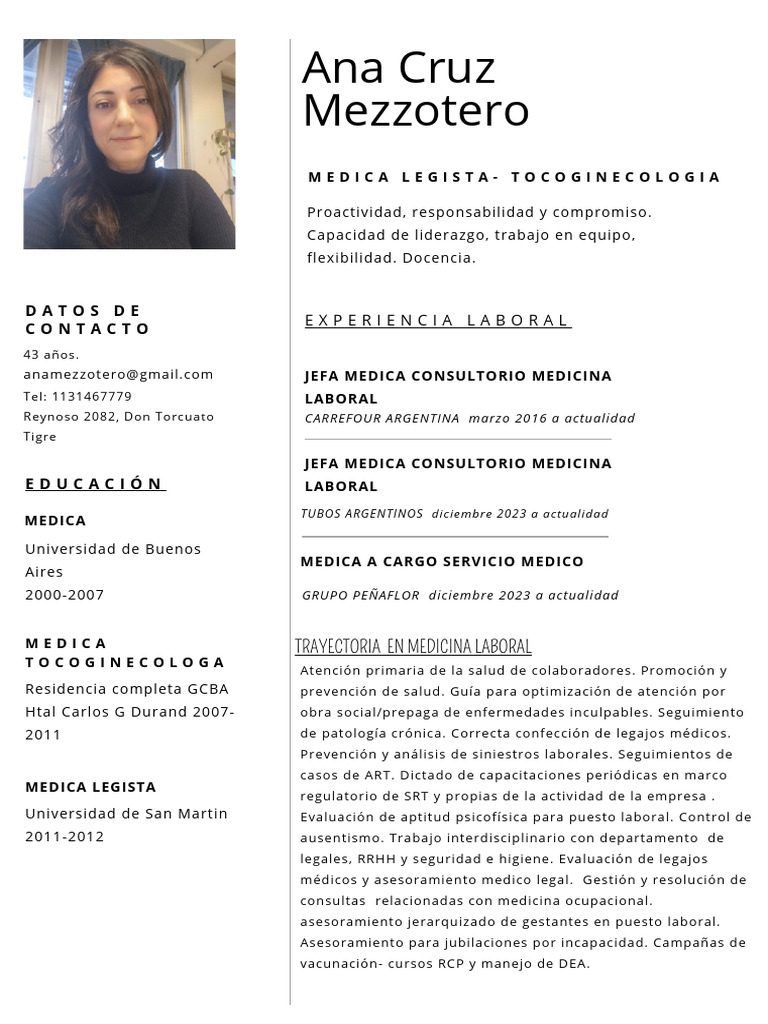 Curriculum Vitae ANA MEZZOTEROs Moderno | PDF