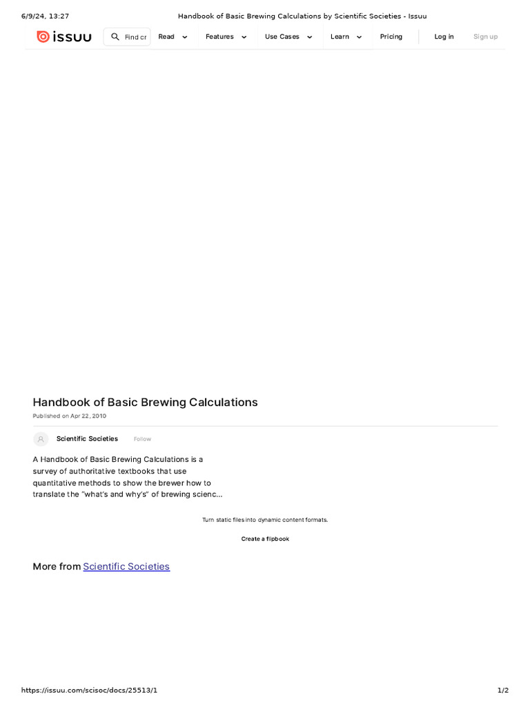 Handbook of Basic Brewing Calculations by Scientific Societies - Issuu | PDF