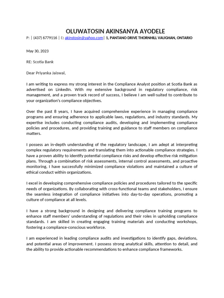 Cover Letter SB | PDF