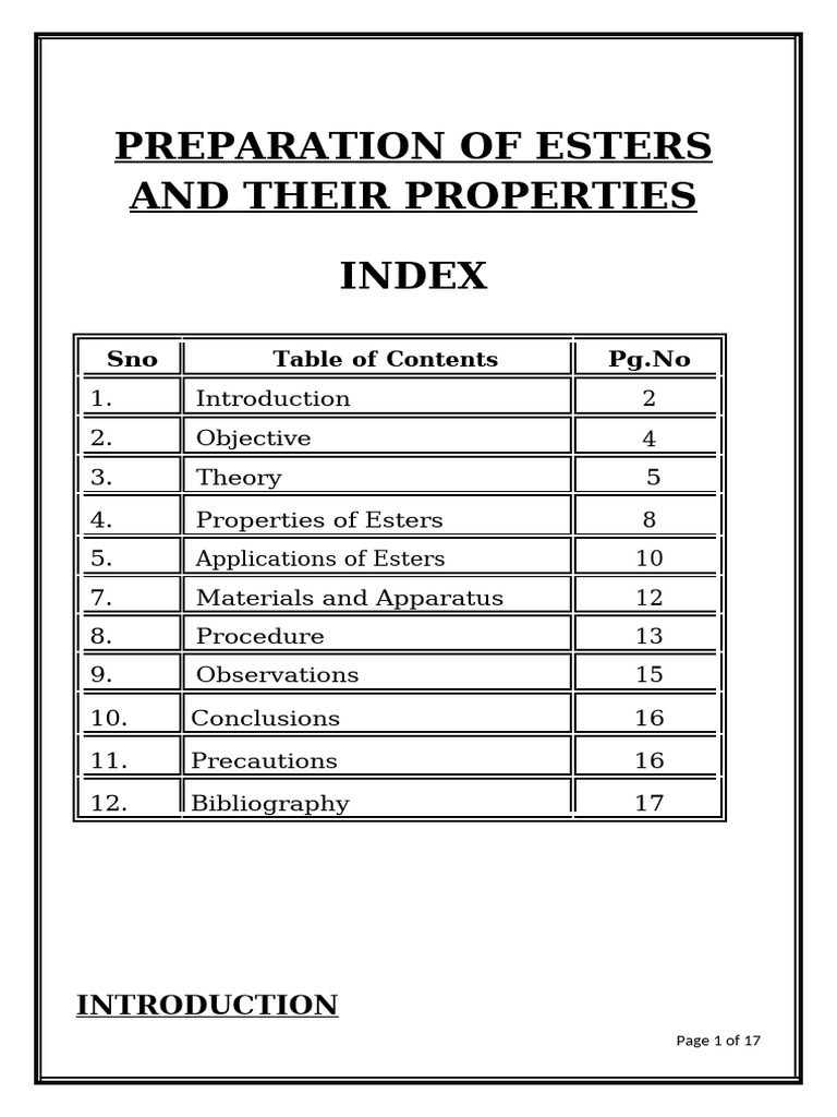 Preparation of Esters and Their Properties | PDF