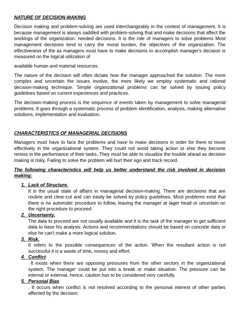 Decision Making File | PDF