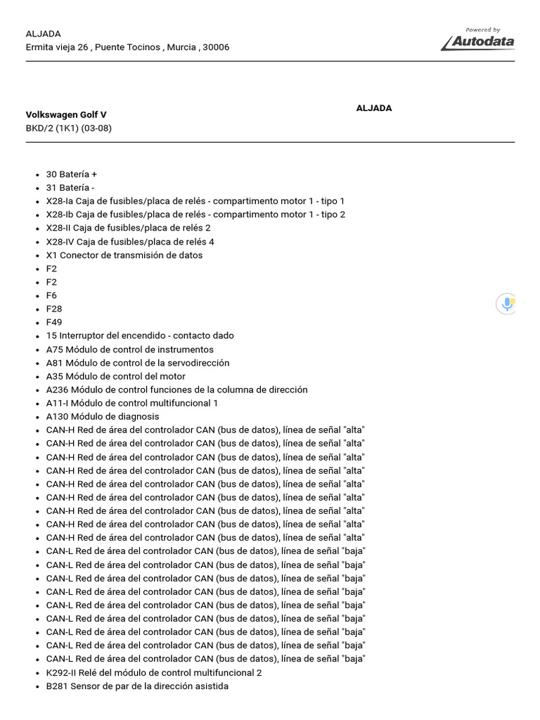 Wiring diagram _ Autodata | PDF
