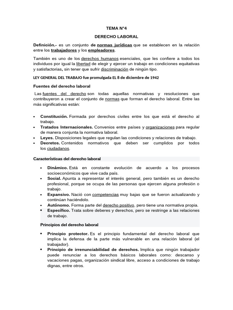 TEMA N°4 derecho laboral | PDF