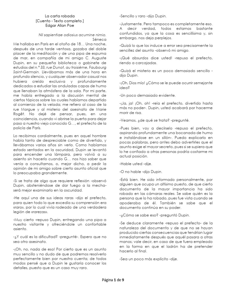 La Carta Robada Pdf