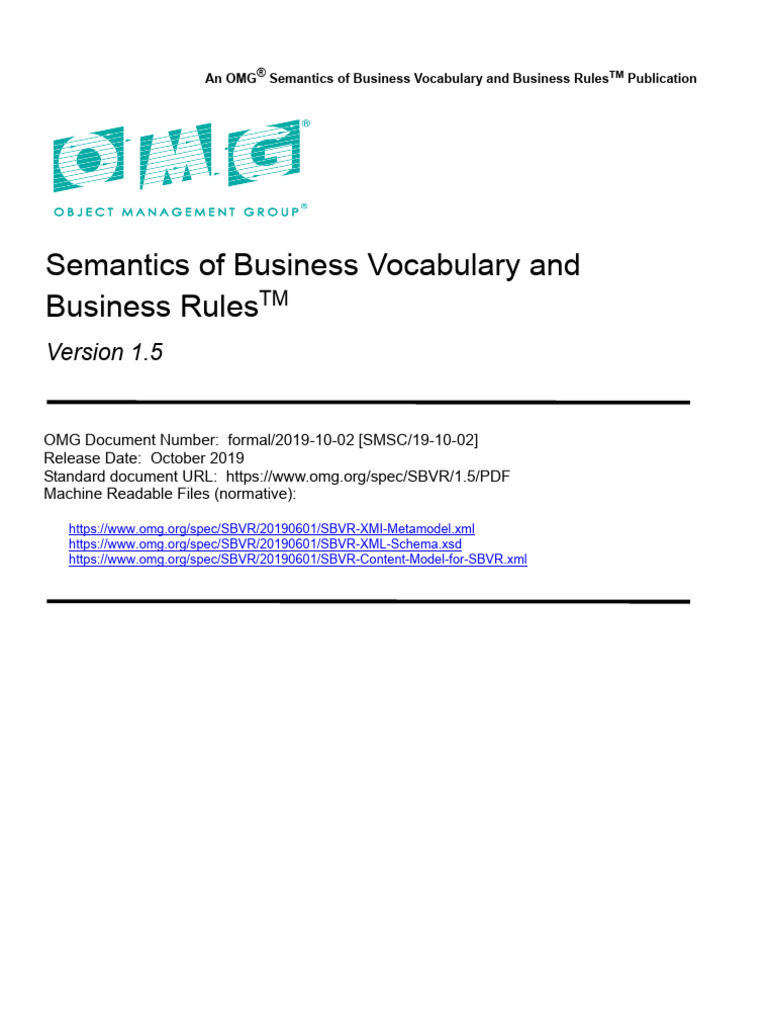 Semantics of Business Vocabulary and Business Rules | PDF
