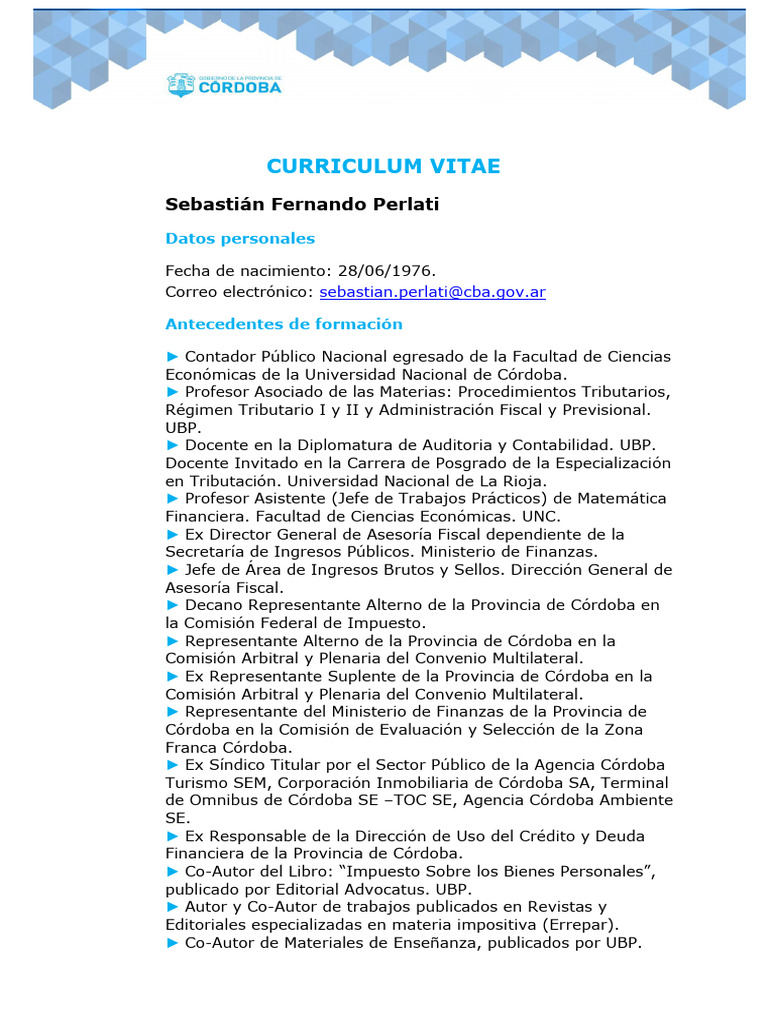 CV Sebastian Perlati | PDF