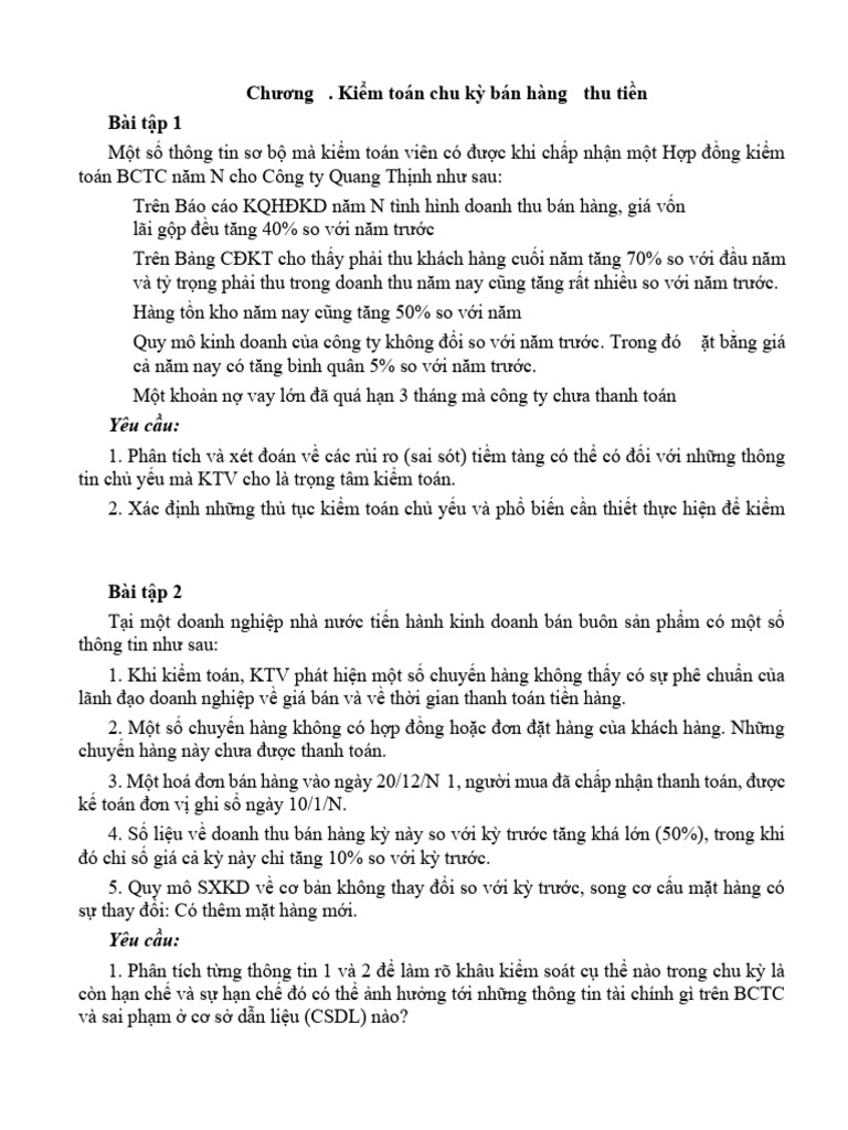 bài tập kiểm toán BCTC | PDF