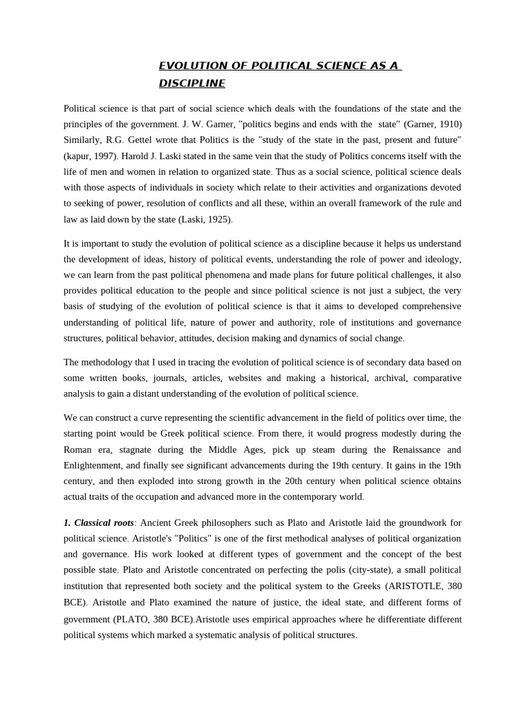 Evolution of Political Science, Iohborlang Kharmyndai 2024 | PDF ...