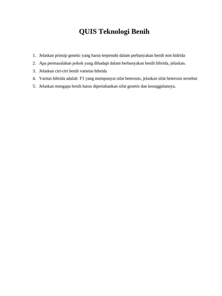 QUIS Teknologi Benih | PDF
