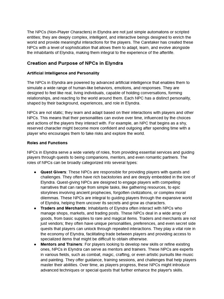 Elyndra NPCs | PDF