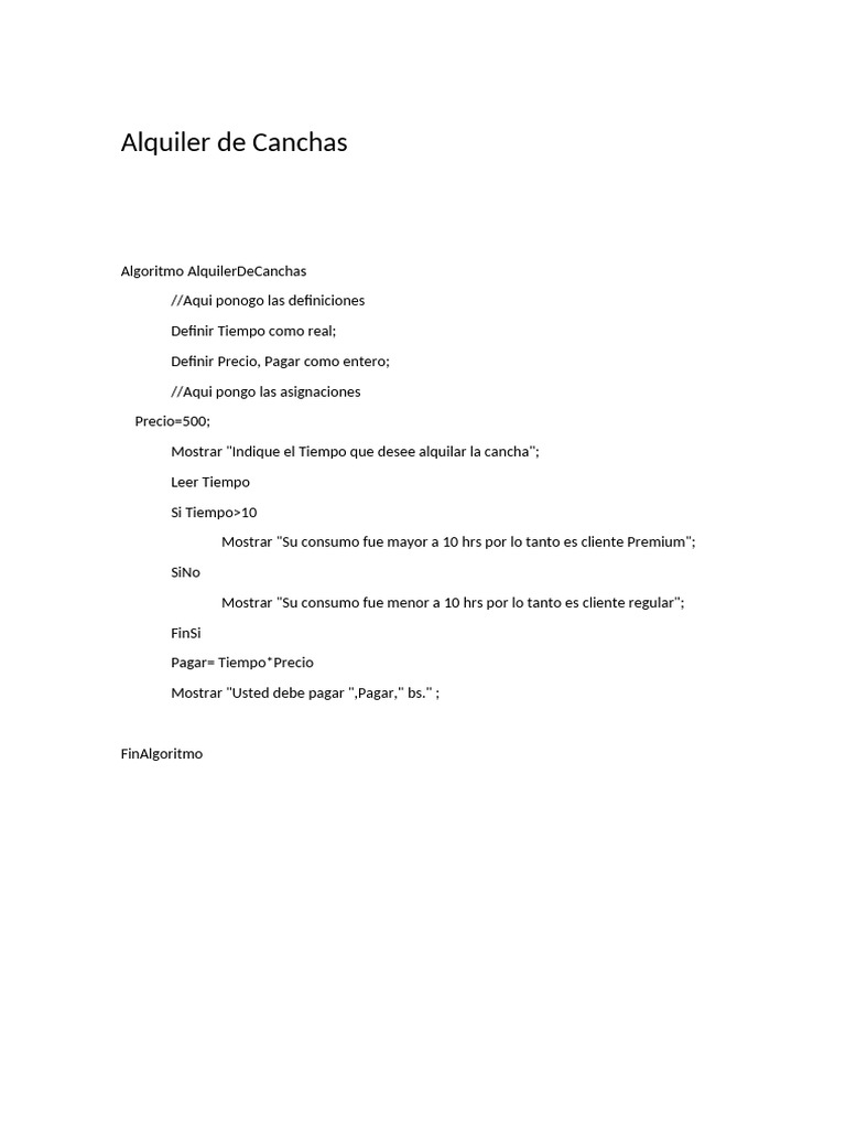 Alquiler de Canchas 1 | PDF