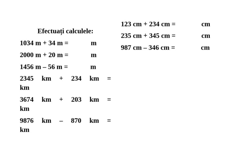 Fisa de Lucru Clasa Mate Calcule | PDF