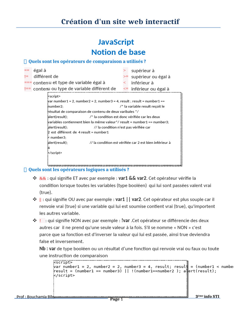 Séance 2 Javascript | PDF