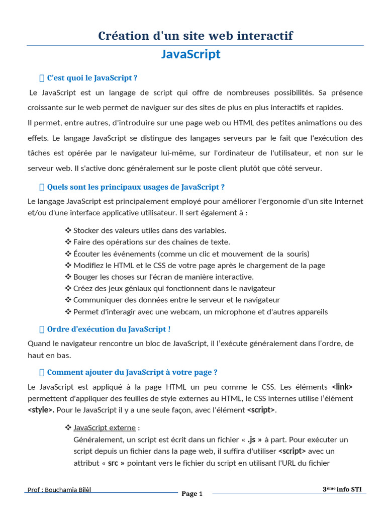 Séance 1 Javascript | PDF
