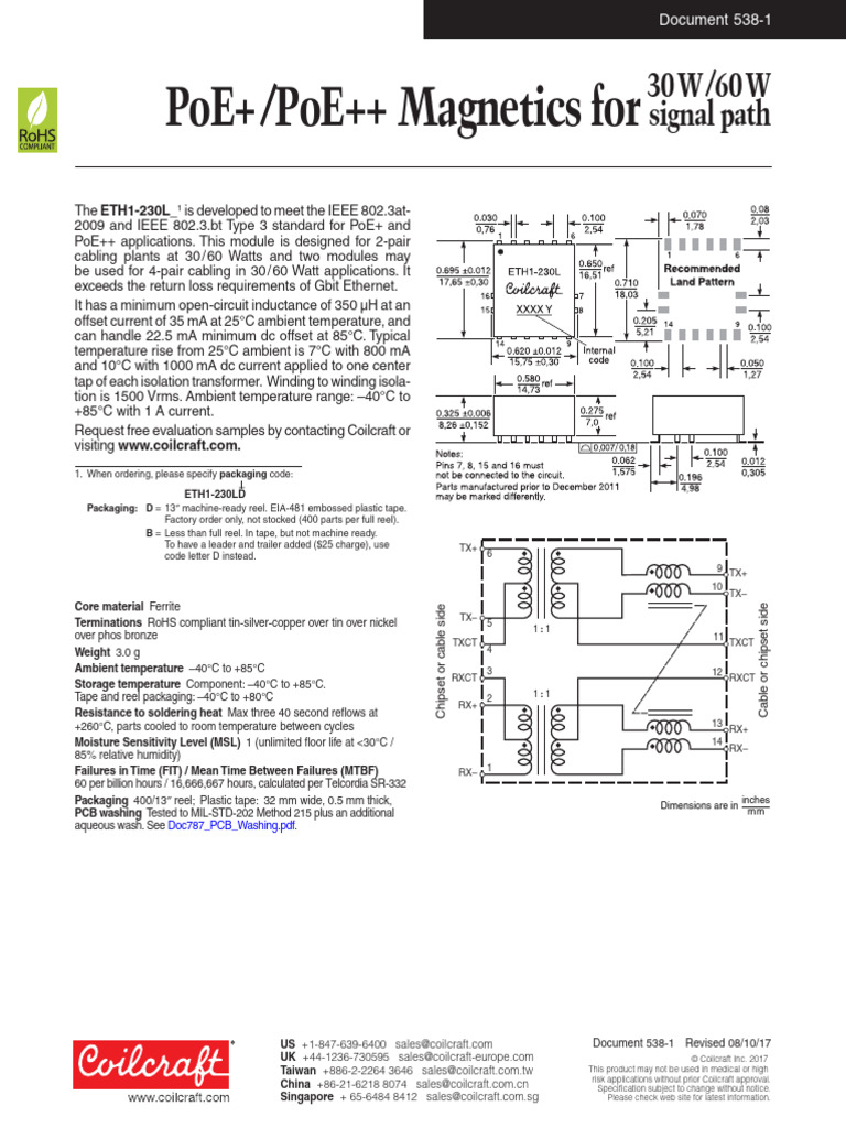 Eth1 230 774516 Poe Component | PDF