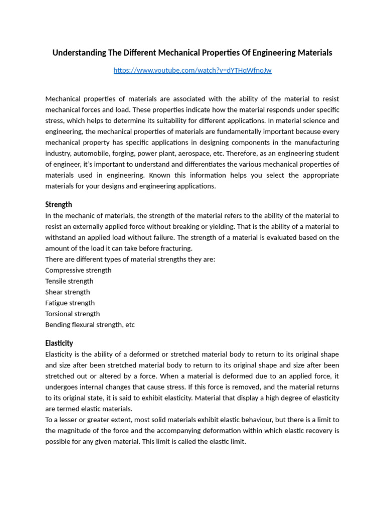 Understanding The Different Mechanical Properties of Engineering ...