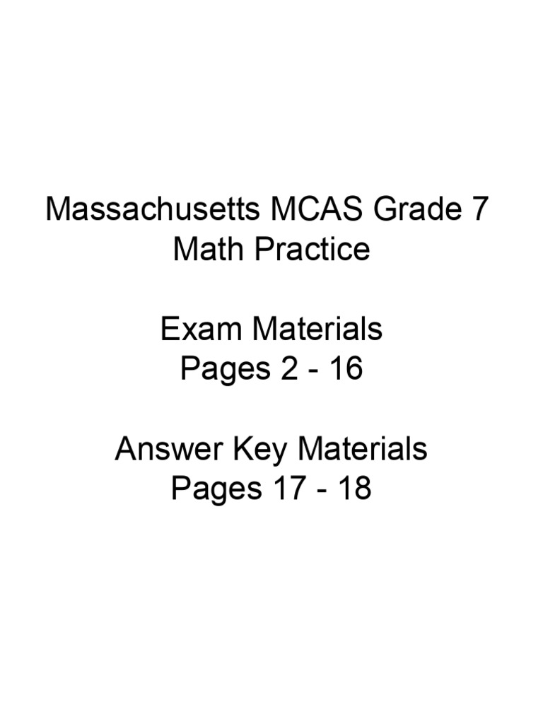 Grade 7 MCAS Math Practice Test | PDF