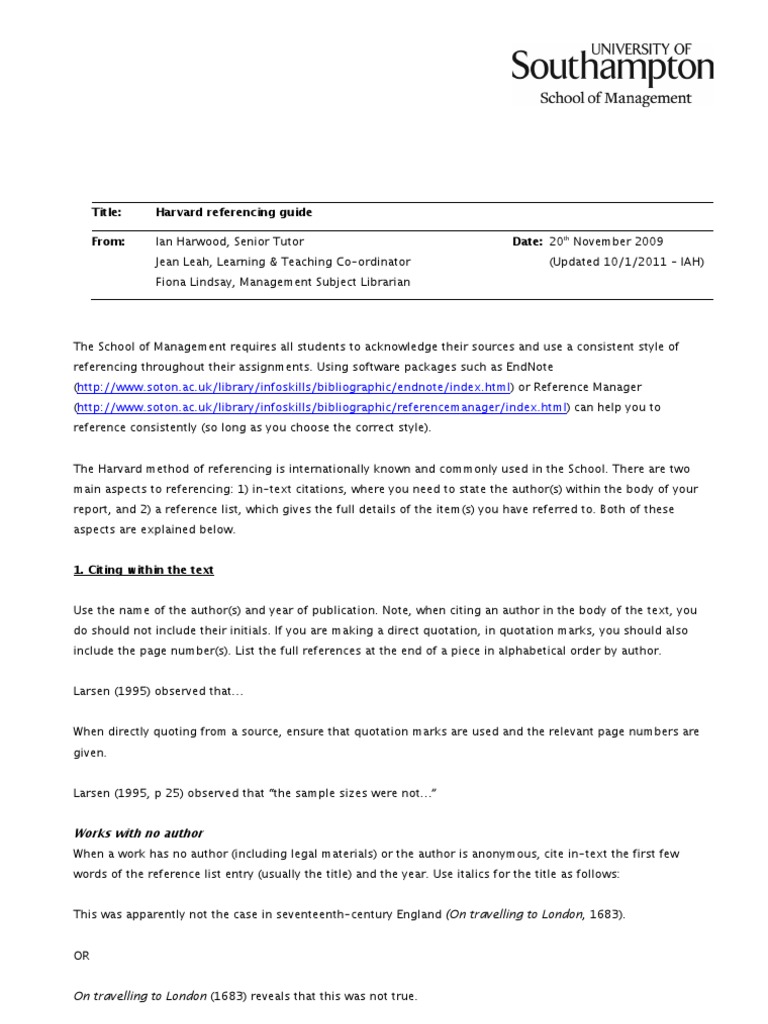 Harvard Referencing | PDF