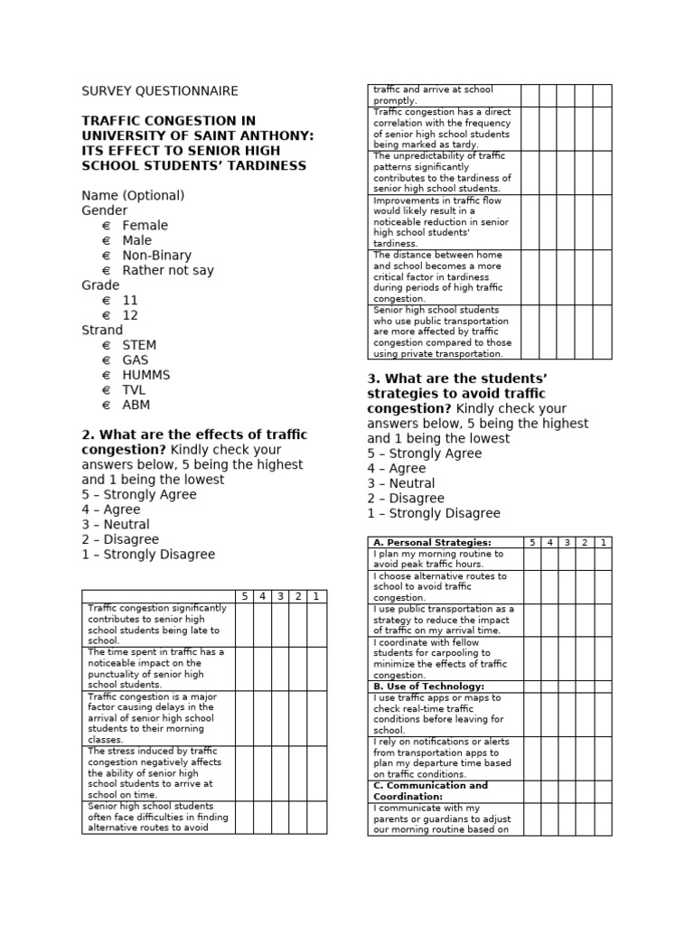Survey Questionnaire | PDF