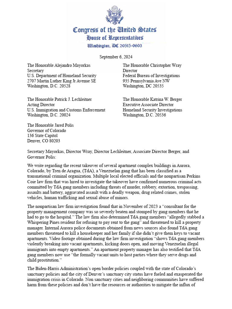 Colorado Lawmakers Demand Action on TdA Gang | PDF | Sanctuary City ...