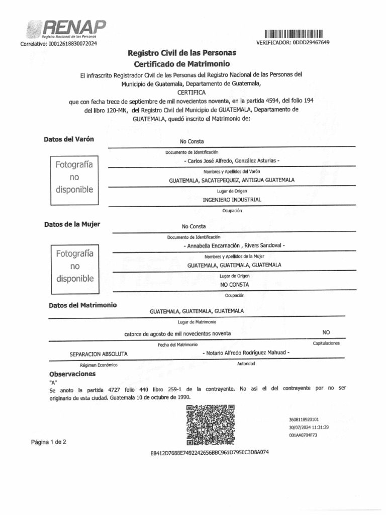 Certificaciones RENAP | PDF