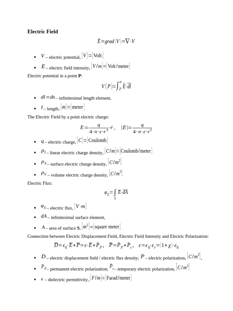ELectric and Magnetic Field Equations | PDF