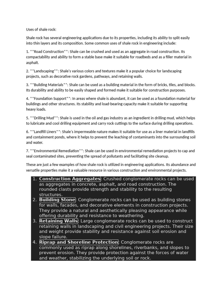 Uses of Shale Rock | PDF