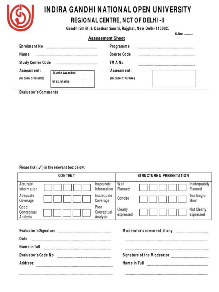 Assignment Evaluation Sheet | PDF