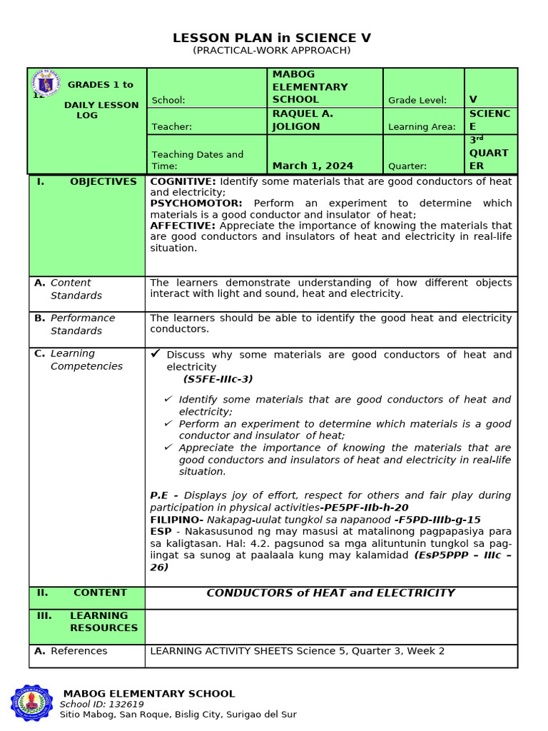 DLP in Science 5 (3rd QTR.) | PDF