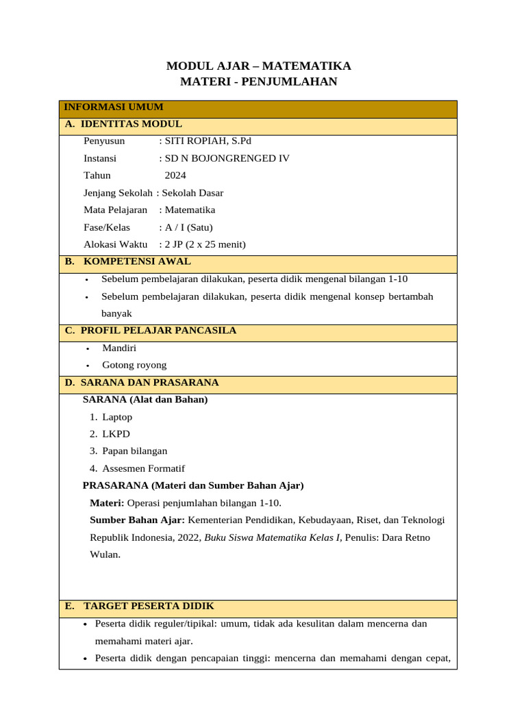 Modul MTK 1 2024 | PDF