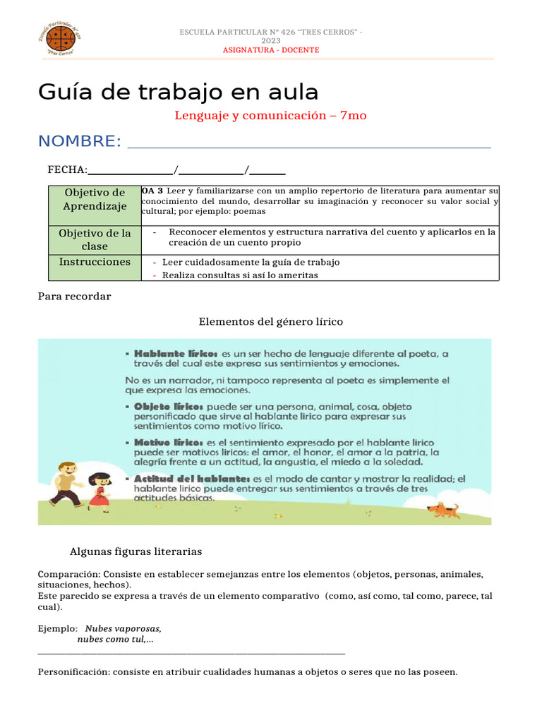 Guia de Trabajo 2 de 7mo grado Lenguaje | PDF