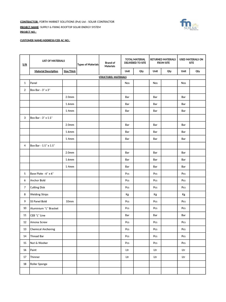 Structral Material List | PDF