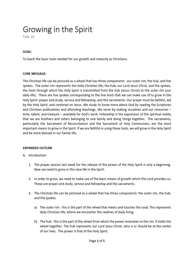 CLP Talk 10 - Growing in the Spirit | PDF