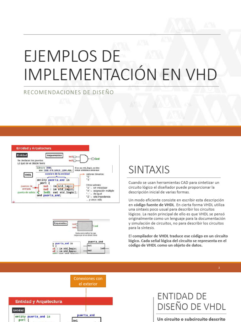 Tarea 6 EJEMPLOS Lenguaje VHDL | PDF