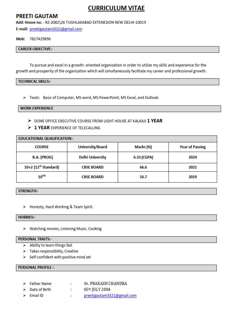 Preeti Cv. | PDF