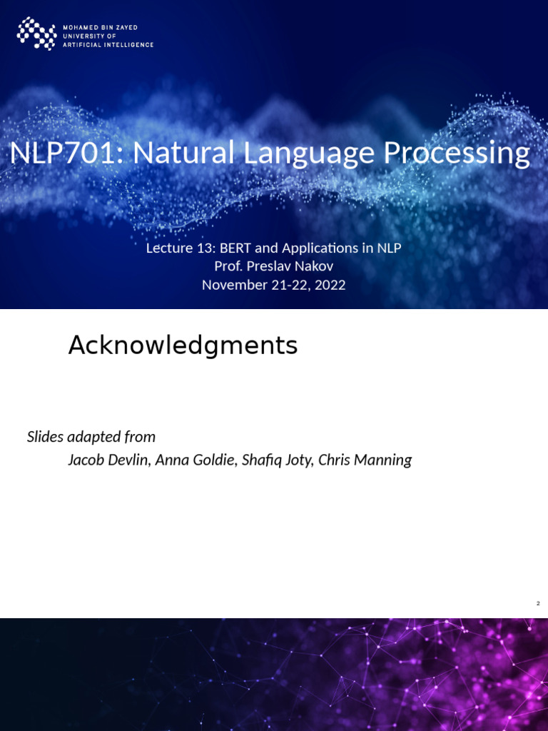 Nlp701 Lecture13 Bert And Applications In Nlp Pdf