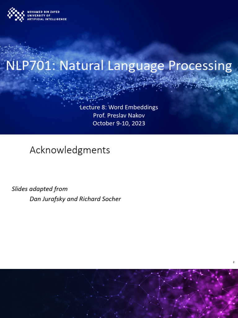 NLP701 Lecture8 Word Embeddings | PDF