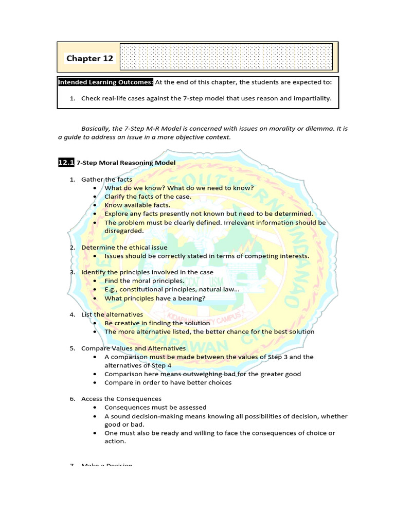 Week 11 THE 7 STEP MORAL REASONING MODEL | PDF