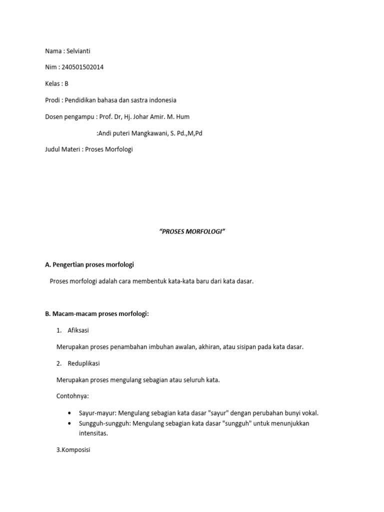 Proses Morfologi | PDF