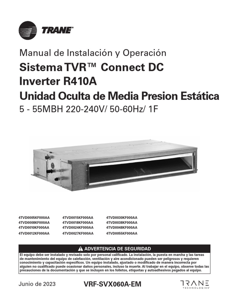 IOM-EM-VRF-Mid ESP Ducted-TVR Connect-50-60Hz-4TVD-VRF-SVX060A-EM-07032 | PDF